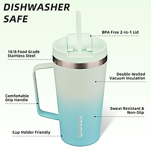 BJPKPK Insulated Tumbler with Handle, 18oz Insulated Tumblers with Lid and Straw, Stainless Steel Metal Water Bottles, Coffee Travel Mugs, Cups, Mint
