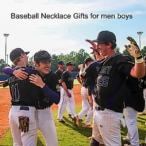 VEEHOO Baseball Necklace for Men Boys,Initial A-Z Letter Baseball Jewelry Pendant Baseball Gifts for Boys Boyfriend Coach Dad (Silver, J)