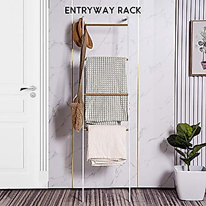 YOUDENOVA Blanket Ladder, 4-Layer Towel Ladder for Bathroom, Throw Blanket Ladder for Living Room, White