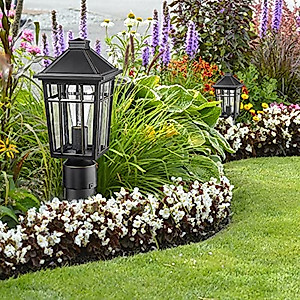 Darkaway Post Lights Outdoor Lamp Post Light Fixture Outdoor Lighting, Light Posts for Outside with Seeded Glass Aluminum Housing for Outdoor Garden, Patio Post Base/Pole Mount