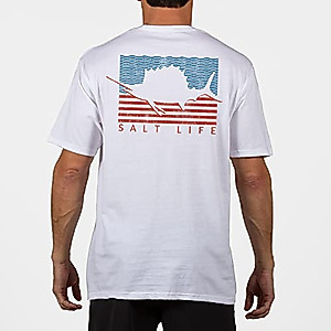 Salt Life Sailin Flag Short Sleeve Classic Fit Shirt, White, X-Large
