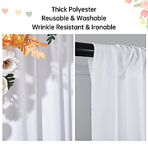 Htper 20ft x 10ft White Backdrop Curtain Panels for Parties, Thick Wrinkle Resistant 4 Panels Polyester Wedding Backdrop Drapes for Party Birthday Backdrop Photography Home Decorations