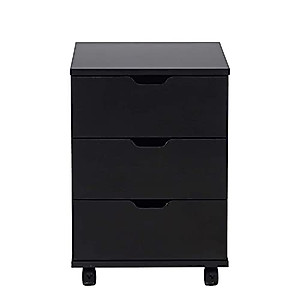 VICLLAX 3 Drawer Dresser Mobile Cabinet Under Desk Storage for Home Office, Fully Assembled Except Casters, Black Finish