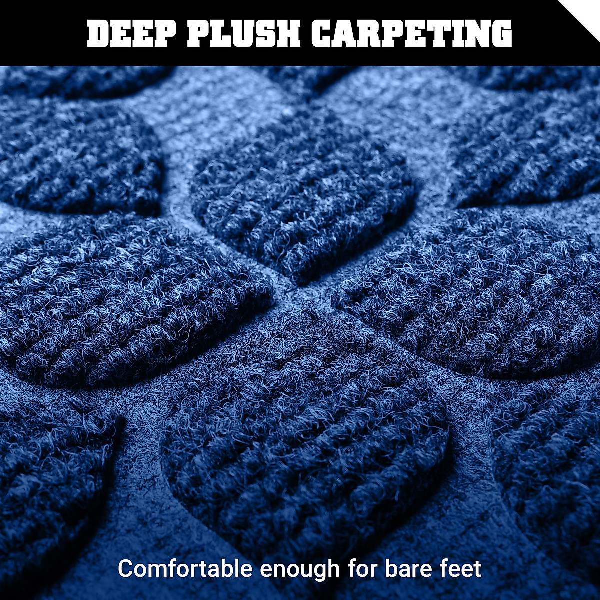 G128 Home Entrance Blue Geometric Floral Pattern Door Mat | 17x29.5 in | Thick Absorbent Natural Rubber Non Slip, Indoor/Outdoor, Easy Clean, Welcome Mats for Front Door/Patio/Garage