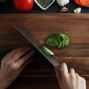 hecef Cleaver Knife 8.2 Inch, Chinese Chef Knife, German Stainless Steel Slicer Cleaver, Vegetable Meat Cutting Knife for Home & Restaurant, Yellow, NSF Certified