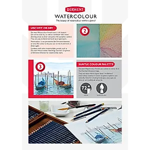 Derwent Colored Pencils, WaterColour, Water Color Pencils, Drawing, Art, Metal Tin, 72 Count (32889)