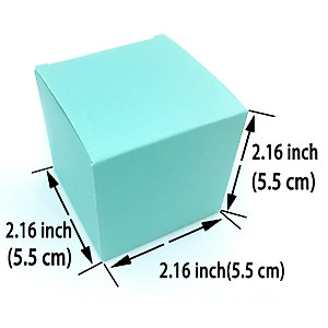 Small Cube Turquoise Candy Treat Boxes Bulk Teal Blue Gift Boxes Wedding Favors Baby Bridal Shower Birthday Party Boxes Supplies, 50pc (Aqua Blue)