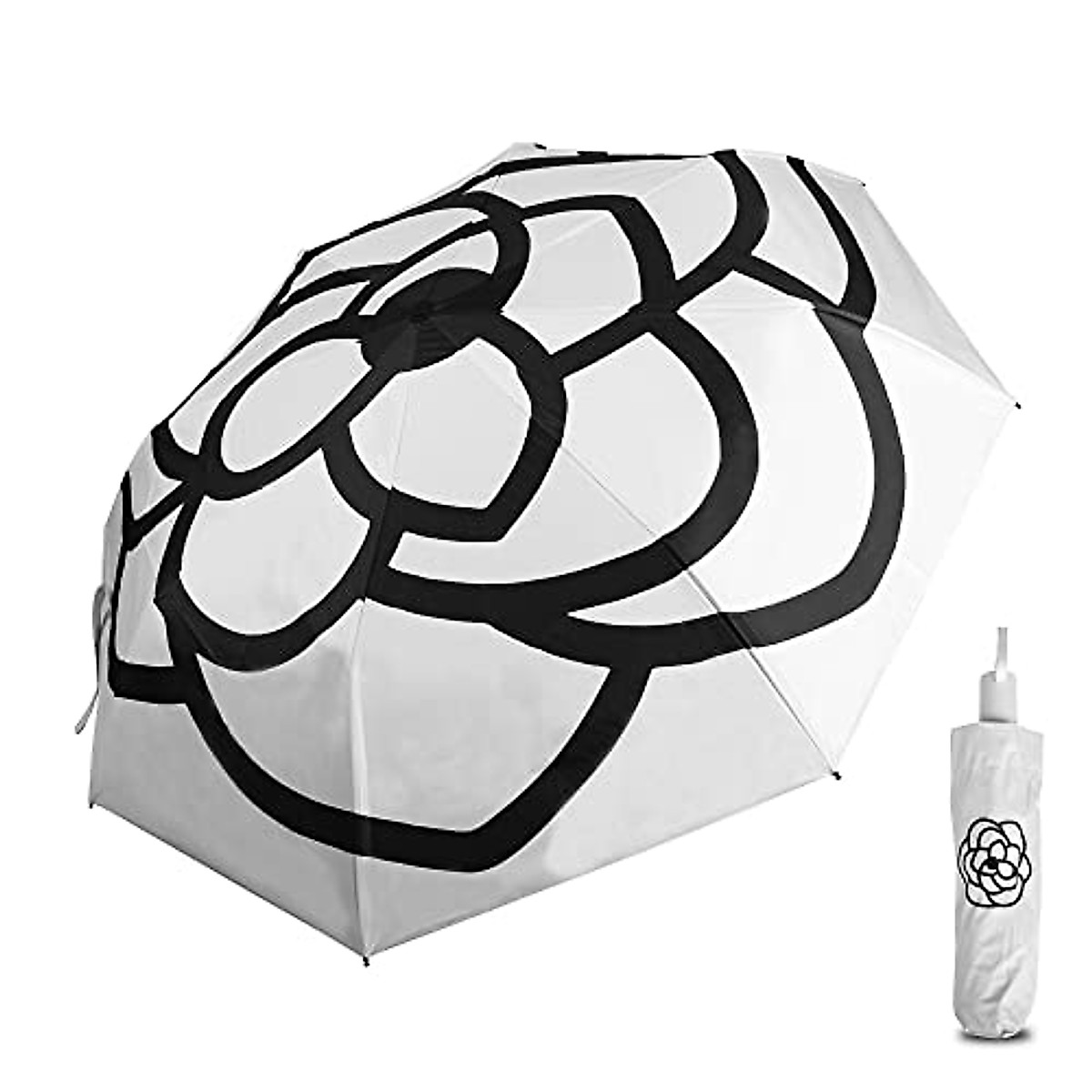 WANLIAN Umbrellas for Sun Umbrella UV Protection,Compact Travel Umbrella,Umbrella for Sun Protection Windproof Waterproof Stick Umbrella Anti-UV Protection Golf Umbrellas (White)