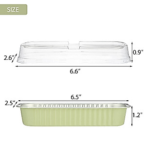 EUSOAR Foil Ramekins with Lids, 25pcs 6.8oz 6.5"x2.5"x1.2" Disposable Aluminum Baking Cups Pan with Lids, Rectangle Cupcake Baking Cups Containers Wrappers，Dessert Cheesecake Creme Brulee Ramekins Pan