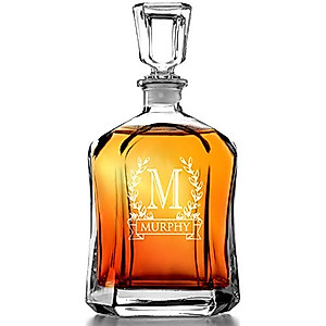 Bormioli Rocco Capitol Decanter 23.75 Oz - Engraved Monogram Personalized Clear