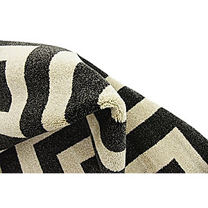 Unique Loom Athens Collection Classic Geometric Modern Border Design Area Rug, 7 ft x 10 ft, Black/Beige