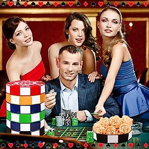 PullCrease 12 Pcs Large Poker Chip Favor Boxes 9 Inch Casino Themed Party Decorations Giant Chip Table Centerpiece for Game Night New Year Prom Casino Birthday Party Supplies