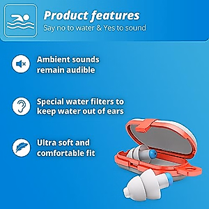Alpine SwimSafe Adult Ear Plugs for Swimming - Ear Protection Against Water - Comfortable Waterproof Earplugs with Filter - Hyopoallergenic & Sustainable