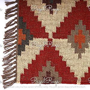 Handmade Jute Area Rug for Bedroom Living Room, Hallway Custom Size, Multicolor Boho Kilim Rug (8x10 feet)