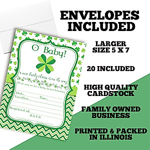 Amanda Creation O' Baby St. Patrick's Day Baby Shower Fill In Invitations set of 20 with envelopes