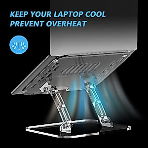 Lpoake Adjustable Laptop Stand, Portable Ergonomic Computer Stand for Laptop, Foldable Laptop Riser for Desk, Compatible with 10 to 15.6 Inches Notebook Computer Laptops (Transparent)