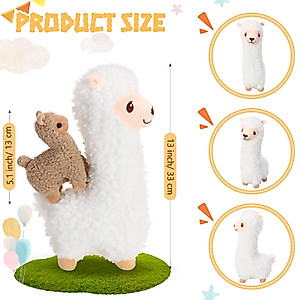 Jenaai Llama Stuffed Animals with 4 Baby Llamas Cute Alpaca Plush Set Kawaii Llama Soft Pillow Dolls for Kids Girls Birthday Wedding Anniversary Presents Home Sofa Decorations