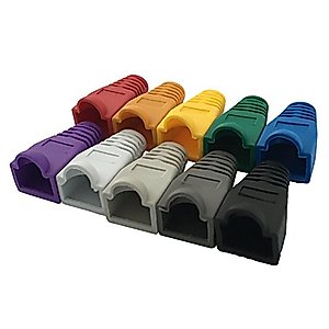 Accessbuy 100 Pack RJ45 CAT6 CAT6E CAT5 CAT5E Ethernet Network Cable Strain Relief Boots Cable Connector Plug Cover Mixed Color for Laptop