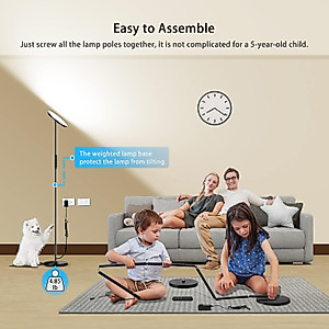 Floor Lamp, 2400LM Bright LED Torchiere Floor Lamp with Stepless Dimmable 4 Color Temperatures, Tall Standing Room Lamp with Remote & Touch Control, LED Floor Lamps for Living Room Bedroom Office