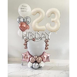 40 Inch Cream White Number 2 Balloons,Large Foil Helium Mylar Birthday Party Balloon 0-9 Matte Nude White Number (2) for Baby Shower Wedding Decorations