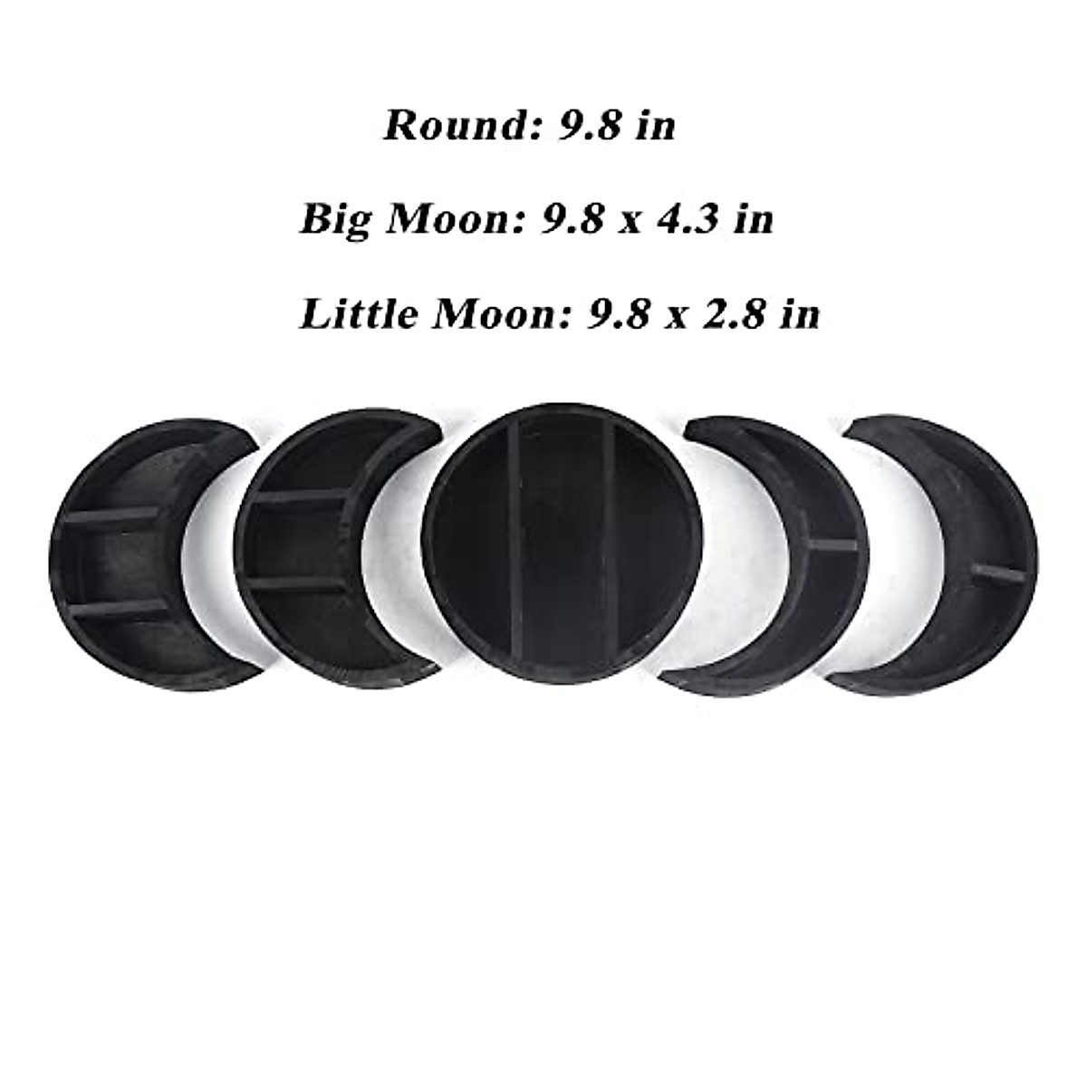 5 Pcs 10" Wall-Mounted Moon Phase Shelf Set, Solid Wood, Bed Sofa Wall Decor Storage Rack, Boho Moon Decors Crystal Display Shelf, Crescent Floating Shelves, Witch Gift