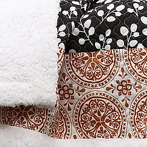 Lush Decor Bohemian Stripe Sherpa Throw Blanket, 60" by 50", Turquoise & Orange