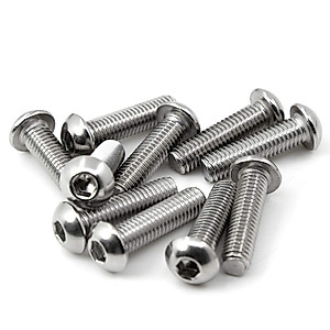 M6-1.0 x 30mm Button Head Socket Cap Screws Metric, Passivated 18-8 Stainless Steel, Allen Socket Drive, Full Thread, Machine Thread, 25 PCS