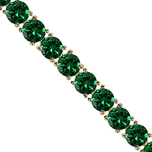 B. BRILLIANT Yellow Gold Flashed Sterling Silver 6mm Round-cut Simulated Emerald Tennis Bracelet