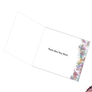The Best Card Company - 1 Large Thank You Card (8.5 x 11 Inch) - Animal Stationery Greeting, Cute Kids Gratitude Card - Funky Rainbow Wildlife Cow JQ4948ETYG