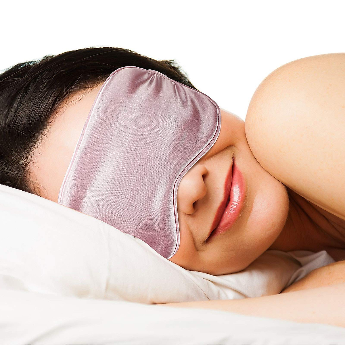 Silk Satin Sleeping Mask Eye Mask Set Include 2 Blindfold Eyeshade Elastic Strap Double Layer Silk Filling Eye Cover 2 Ear Plugs 2 Storage Bags for Women and Men Sleep Travel Nap (Black, Taro Purple)