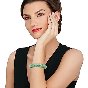 Ross-Simons Carved Jade Bangle Bracelet With 14kt Yellow Gold. 8 inches