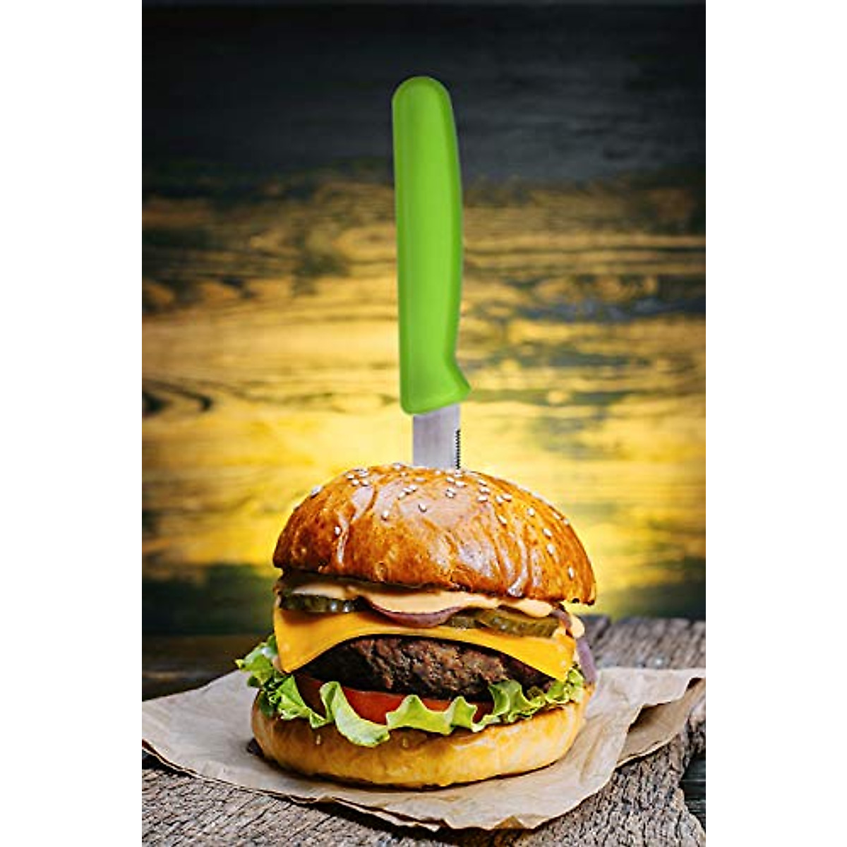 Alfi All-Purpose Knives Aerospace Precision Pointed Tip - Home And Kitchen Supplies - Serrated Steak Knives Set | Made in USA (Multi-Color, 12 pack)