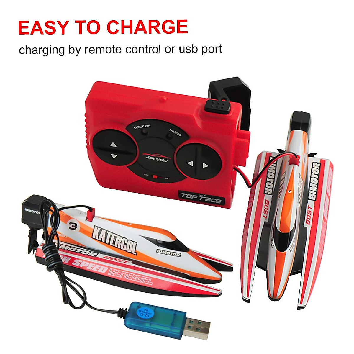 Gizmovine Mini Remote Control Boat for Kids Age 5-9, Fast Rc Boats for Pools Racing Submarine Water Toys Adults Kids Gift, Orange Upate Version