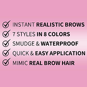 Brows by Bossy Studio & Co Temporary Eyebrow Tattoos Waterproof Eyebrow Stickers, False Tattoos Hair Like Peel Off Instant Transfer Brow arched brown