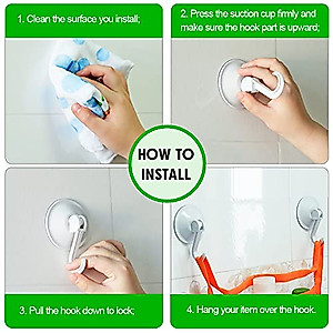 SUNDOKI Suction Cup Hooks, Removable Vacuum Holder for Restroom, Bathroom and Kitchen Towel Hanger Storage (4 Pack)