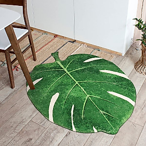 LIVEBOX Nursery Rug 35.5"x44" Washable Kids Rug for Bedroom, Green Leaf Shaped Area Rug Soft Cute Children Play Carpet Non-Slip Baby Playroom Rug for Toddler Tent