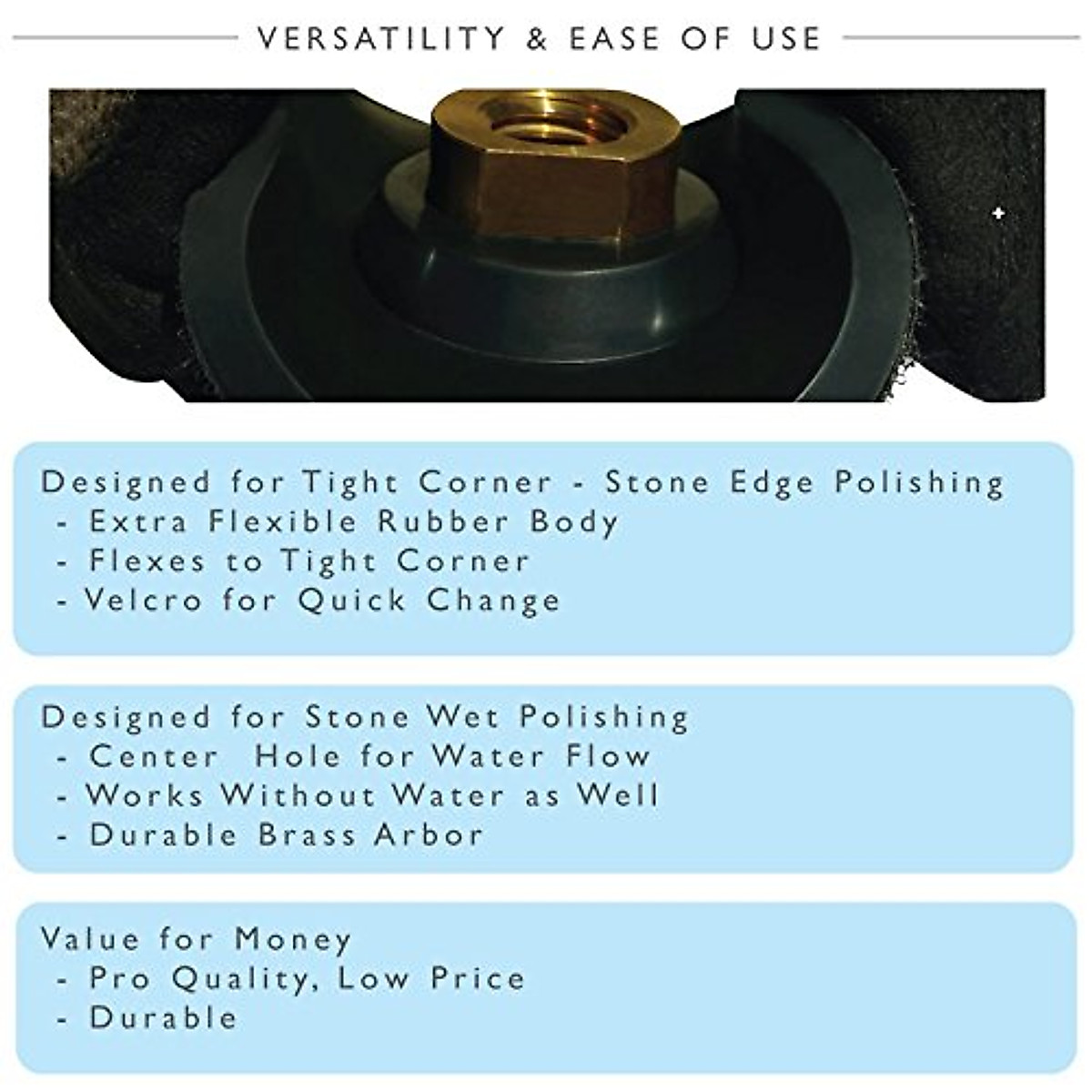 Stadea RBP101P Rubber Backing Pad Extra Flexible Backer Pad for Edges, Tight Corner Polishing - Arbor 5/8" 11