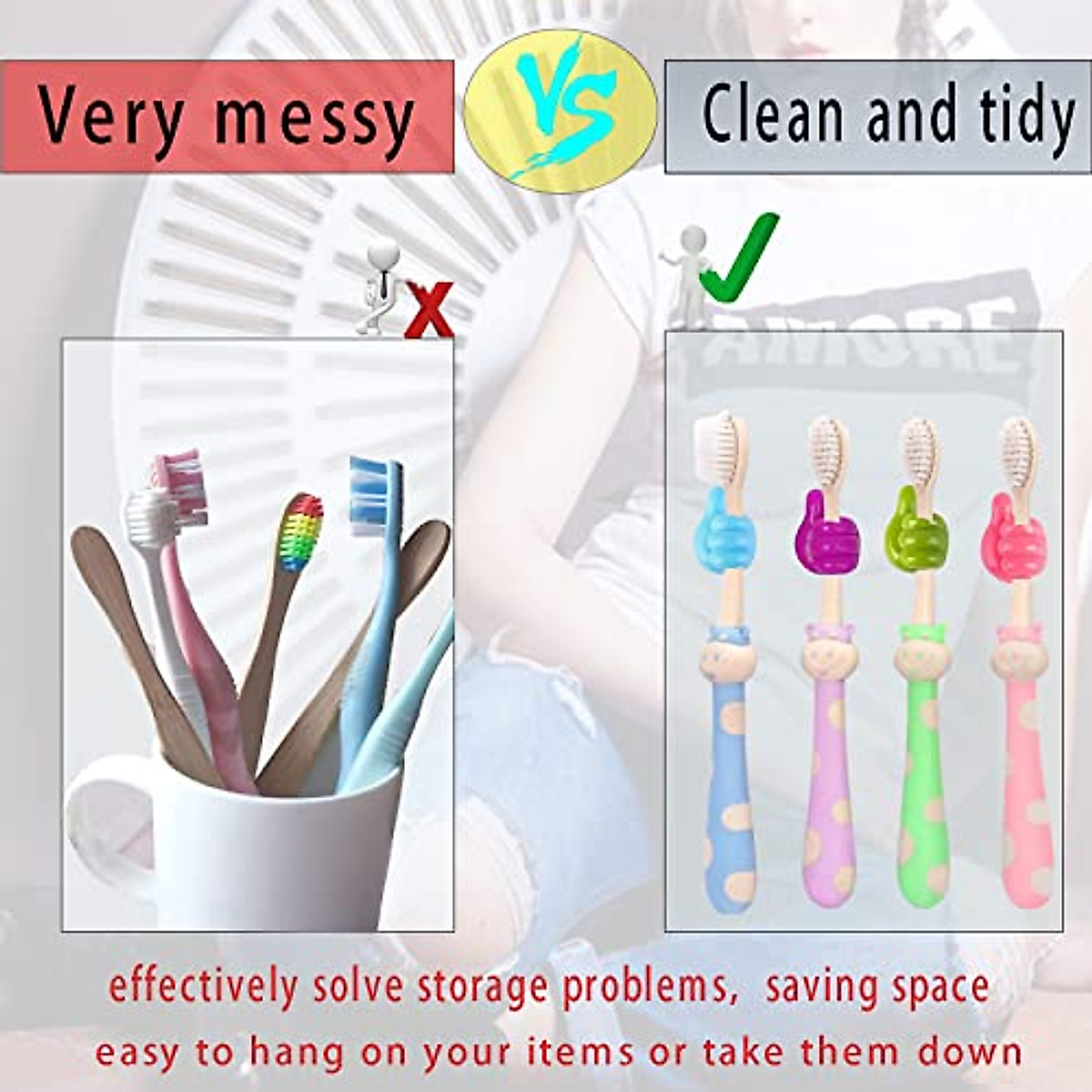 QWEN 30pcs Self-Adhesive Silicone Thumb Hook, Creative Thumb Shaped Wall Hook, Multi-Functional self-Adhesive Wall Decoration Hook, Key Hanger, for Storage Cable/Headset/Plug/mask