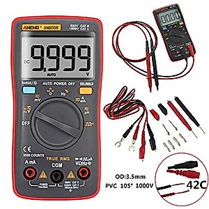 Alloet AN8008 True-RMS Digital Multimeter Square Wave Voltage Ammeter MAX Display 9999 Counts Auto/Manual Ranges True RMS