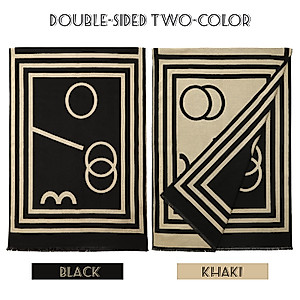 EASTBUDDY Cashmere Feel Scarfs for Women,Pashmina Shawl Wraps with Tassel, Winter Warm Large Blanket Scarf for Travel (Black + Khaki)