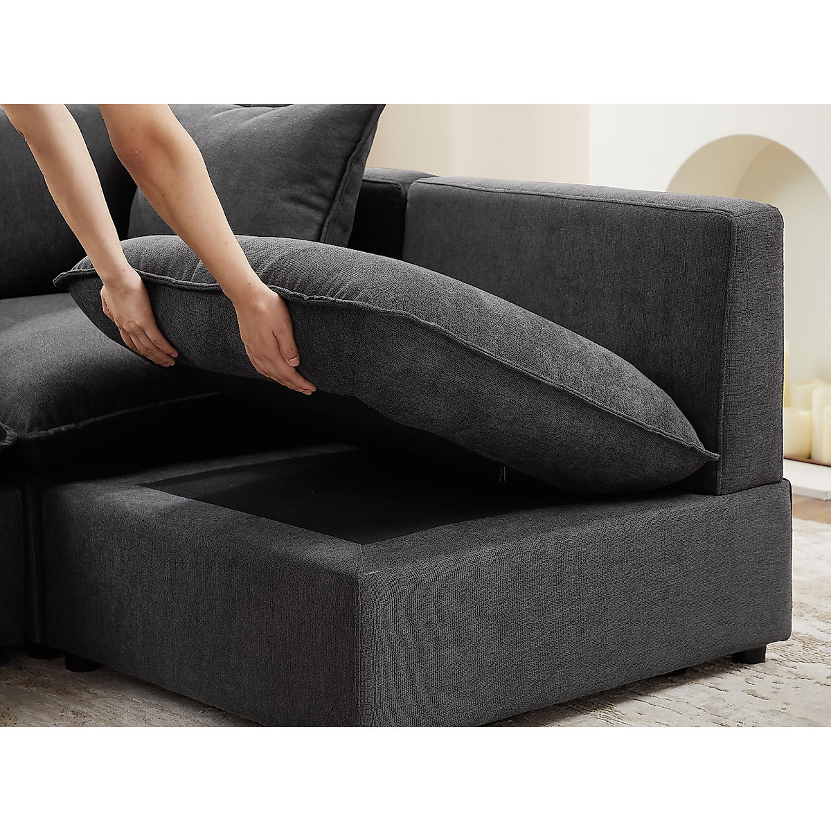 VANOMi Modular Sectional Sofa, 8 Seater Sleeper Sectional Sofa Modular Sectional Couch for Living Room