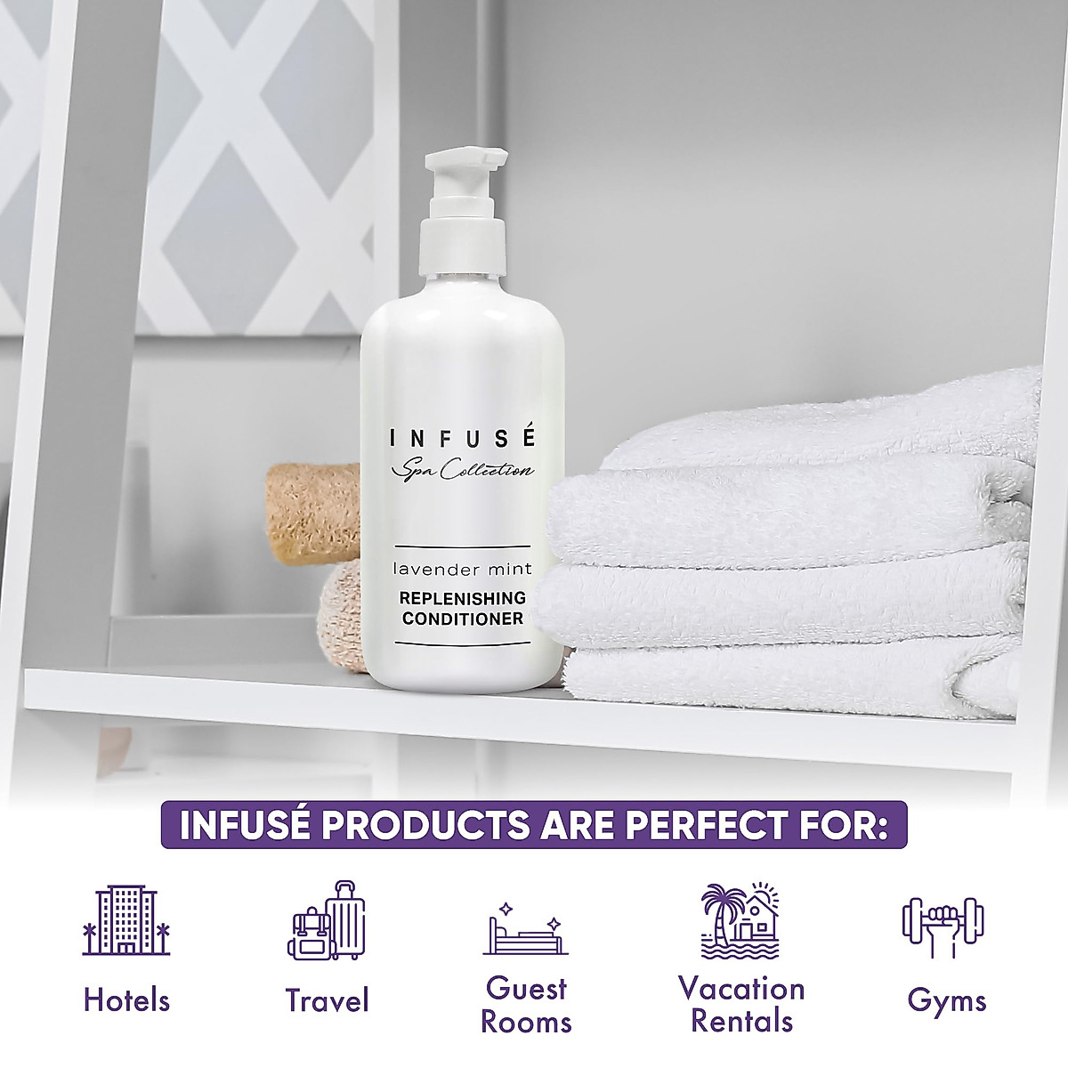 Terra Pure Infuse Lavender Mint Conditioner | Spa Collection | Hotel Amenities in Pump Bottle | 10.14 oz. / 300 ml (Single Bottle)