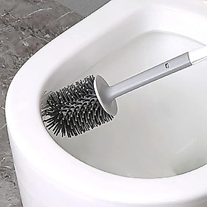 Silicone Toilet Brush Wall Mounted Floor Toilet Bowl Brush Plastic Long Handle Toilet Cleaner Brush and Holder Set