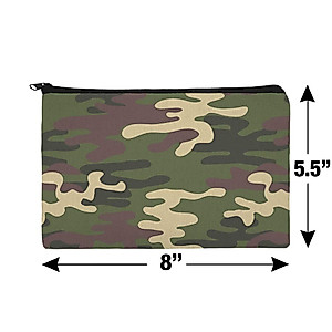 Green Camouflage Pencil Pen Organizer Zipper Pouch Case
