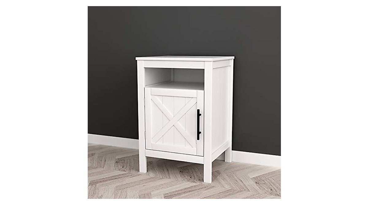 Stylish White Nightstand with Storage - 26" H