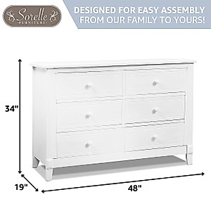 Sorelle Furniture Berkley Baby Dresser – Dresser for Nursery, Kids Bedroom Furniture, Dresser Drawers, Nightstand for Child’s Room with Drawers, Nursery Furniture for Infant-White