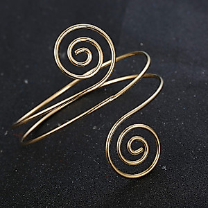 FUNRUN JEWELRY Arm Cuff Upper Arm Band for Women Gold Arm Cuff Bangle Bracelets Adjustable Coil Swirl Armlet ArmBand Jewelry,3-4Pcs