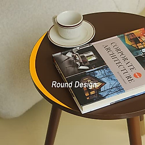 AWASEN Small Side Table, Modern End Table Round, Coffee Table for Bedroom Living Room Small Space, Easy Assembly, 16''Dx 19.5''H (Brown & Gold)