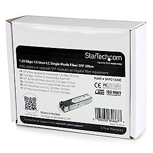 StarTech.com Cisco GLC-LH-SMD Compatible SFP Module - 1000BASE-LH - 1GbE Single Mode Fiber SMF Optic Transceiver - 1GE Gigabit Ethernet SFP - LC 20km - 1310nm - DDM Cisco Firepower (SFPG1320C)