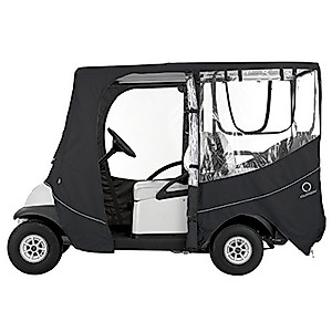 Classic Accessories Fairway Long Roof 4-Person Deluxe Golf Cart Enclosure, Black with Clear Windows